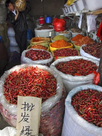 'Chilli Peppers and Spices on Sale in Wuhan, Hubei Province, China ...