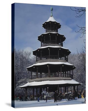 'Chinese Tower Munich Germany' Stretched Canvas Print | AllPosters.com