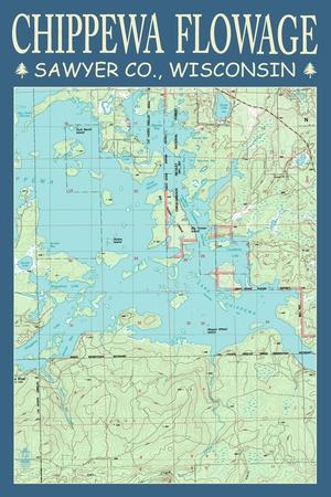'Chippewa Flowage Chart - Sawyer County, Wisconsin' Prints - Lantern ...