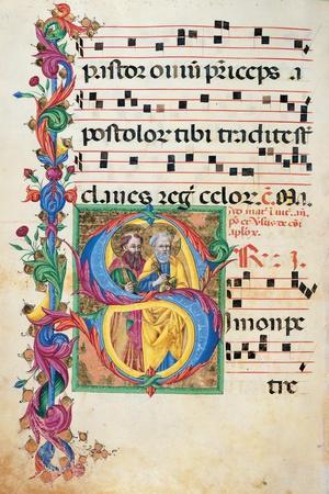 'Choral response for religious services, illuminated manuscript, 14th c ...