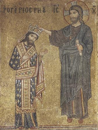 Christ crowning king Roger II of Sicily, 12th century Giclee Print ...