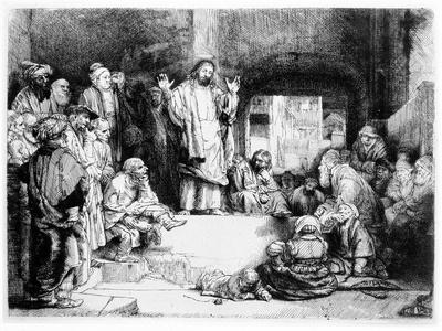 'Christ Preaching, C.1652 (Etching)' Giclee Print - Rembrandt van Rijn ...