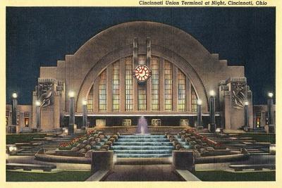 'Cincinnati Union Terminal at Night, Cincinnati, Ohio' Posters ...