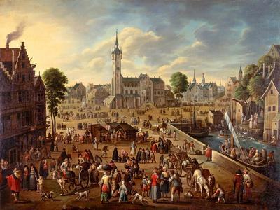 City view of the Main Square in Lier, ca 1620-1625 Giclee Print ...