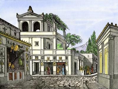 'Civilization of Antiquity: Street of Pompei City with Merchants and ...