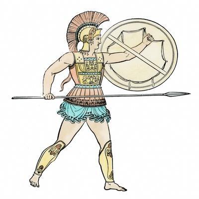 Civilization of Antiquity: Warrior of Ancient Greece in Armor with ...