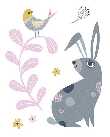 'Hello Friends - Bunny' Giclee Print - Clara Wells | AllPosters.com