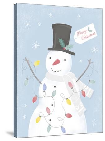 'Snowman-A-Glow' Stretched Canvas Print - Clara Wells | AllPosters.com