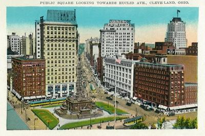'Cleveland, Ohio - Public Square, Euclid Avenue Aerial View' Posters ...