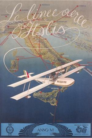 'Clipper Plane over Italy' Prints | AllPosters.com