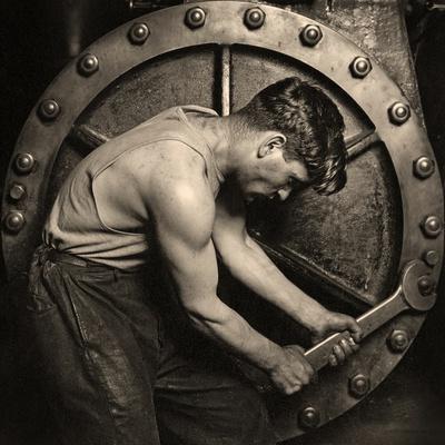 'Close-Up of a Power House Mechanic Working on Steam Pump C.1920 (Photo ...