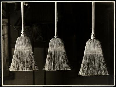 'Closeup View of Three Brooms, Presumably Made by the Men of the Bourne ...