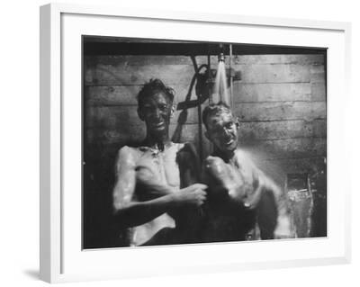 'Coal-Blakened Rescue Miners Showering after Mine Disaster ...