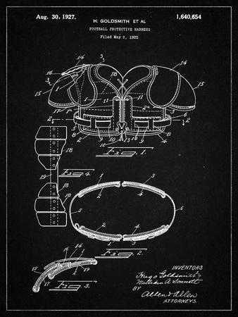 PP219-Vintage Black Football Shoulder Pads 1925 Patent Poster Giclee ...