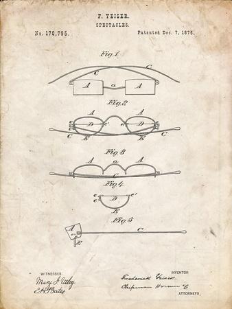PP487-Vintage Parchment Eye Glasses Patent Poster Giclee Print - Cole ...