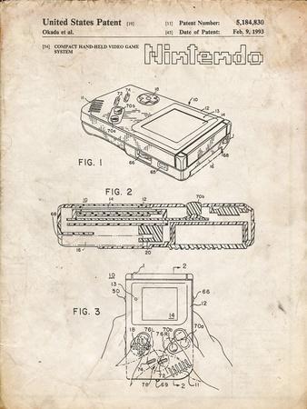 PP70-Vintage Parchment Nintendo Game Boy Poster Giclee Print - Cole ...