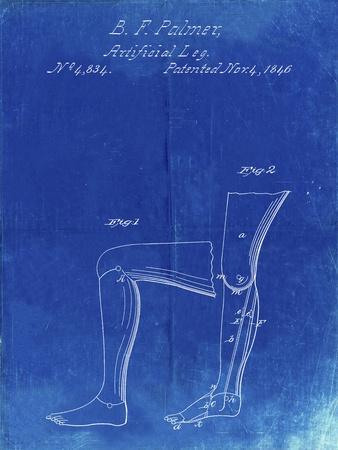 'PP706-Faded Blueprint Artificial leg patent 1846 Wall Art Poster ...