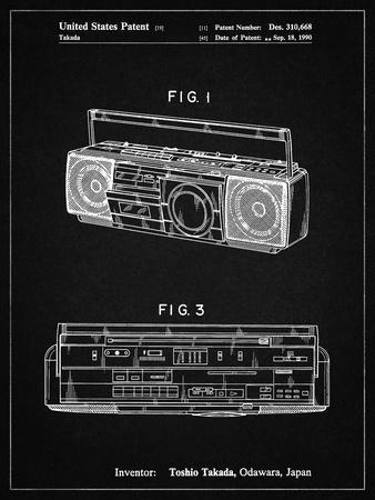 PP752-Vintage Black Boom Box Patent Poster Giclee Print - Cole Borders ...