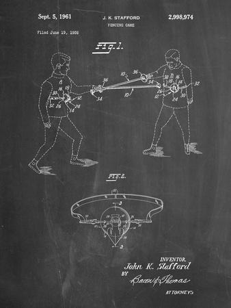 PP804-Chalkboard Fencing Game Patent Poster Giclee Print - Cole Borders ...