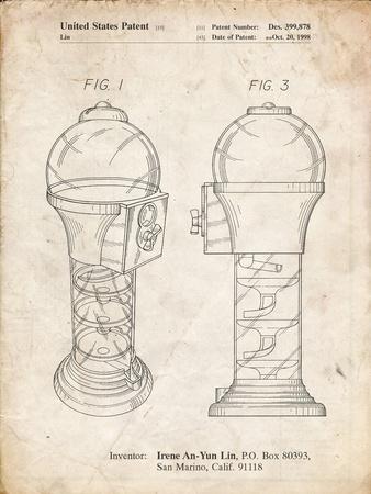 PP864-Vintage Parchment Gumball Machine Poster Giclee Print - Cole ...