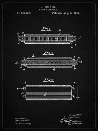 'PP94-Vintage Black Hohner Harmonica Patent Poster' Giclee Print - Cole ...