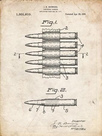 'PP948-Vintage Parchment Machine Gun Bullet Carrier Belt Patent Poster ...