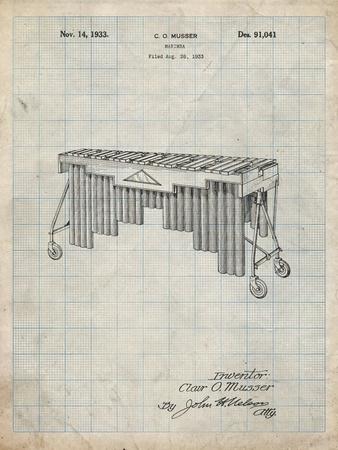 'PP949-Antique Grid Parchment Marimba Poster' Giclee Print - Cole ...