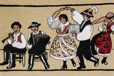 'Collection of Czechoslovak Folk Dances, Detail of Engraving, Czech ...
