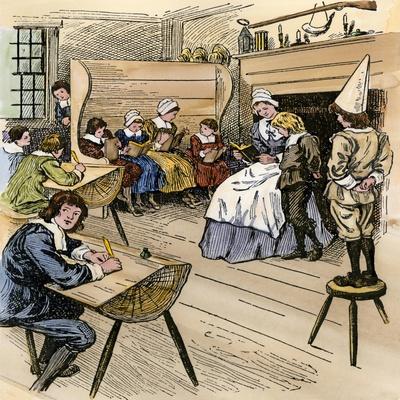 'Colonial Schoolroom with a Child in a Dunce Cap' Giclee Print ...