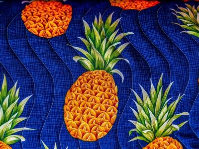 Colorful Polynesian textile, Waikiki, Honolulu, Oahu, Hawaii ...