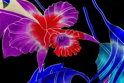 Colorful Polynesian textile, Waikiki, Honolulu, Oahu, Hawaii ...
