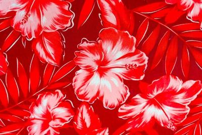 Colorful Polynesian textile, Waikiki, Honolulu, Oahu, Hawaii ...