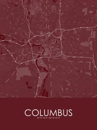 'Columbus, United States of America Red Map' Print | AllPosters.com