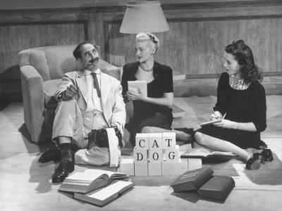 'Comedian Groucho Marx Playing a Game with Two Women' Photographic ...