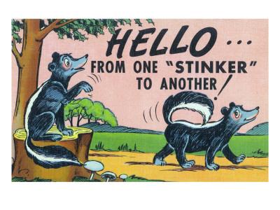 'Comic Cartoon - Hello from One Stinker to Another; Two Skunks' Prints ...