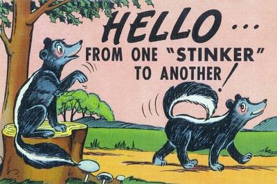 'Comic Cartoon - Hello from One Stinker to Another; Two Skunks' Prints ...