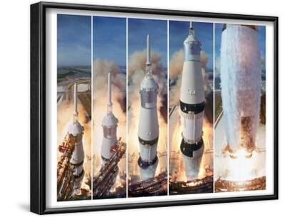 'Composite 5 Frame Shot of Gantry Retracting While Saturn V Boosters ...