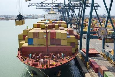 'Container Ship And Port' Photographic Print - Dr. Juerg Alean ...