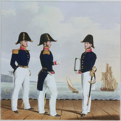 'Costume of the Royal Navy & Marines. Pursers & Captain's Clerk, 19Th ...