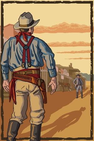 'Cowboy Standoff' Art - Lantern Press | AllPosters.com