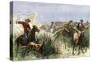 Cowboys Driving Cattle from Texas to Kansas, Usa. 1870 Colouring ...
