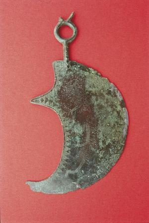 'Crescent Shaped Bronze Razor with Engraving Depicting a Deer Hunting ...