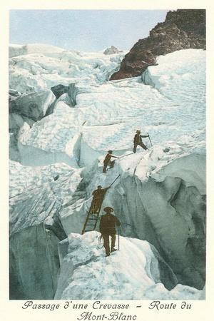 'Crossing a Crevasse, Mont-Blanc Route' Prints | AllPosters.com
