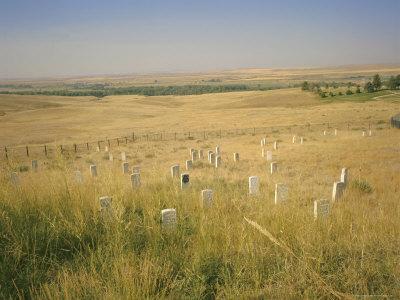 'Custer's Last Stand Battlefield, Custer's Grave Site Marked by Dark ...
