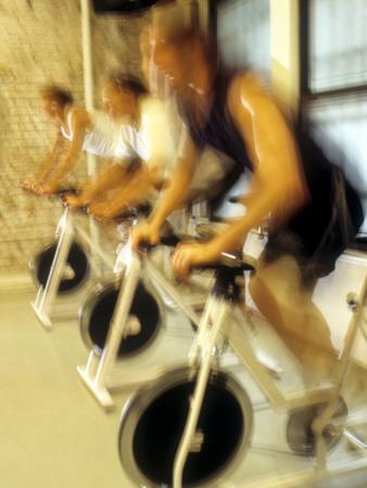 'Cycling Spinning Class in Action' Photographic Print | AllPosters.com