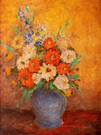 'Flowers in a Vase Vintage Oil Painting' Photographic Print - Dan ...