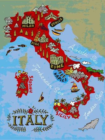 'Illustrated Map of Italy. Travel' Poster - Daria_I | AllPosters.com