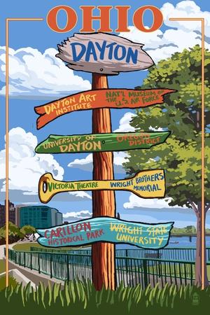 'Dayton, Ohio - Signpost Destinations' Posters - Lantern Press ...