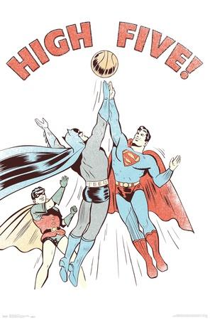 'DC Comics - Batman - Robin - Superman - High Five' Print - Trends ...