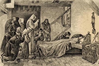 Death of Christopher Columbus (1451-1506). Engraving Giclee Print ...